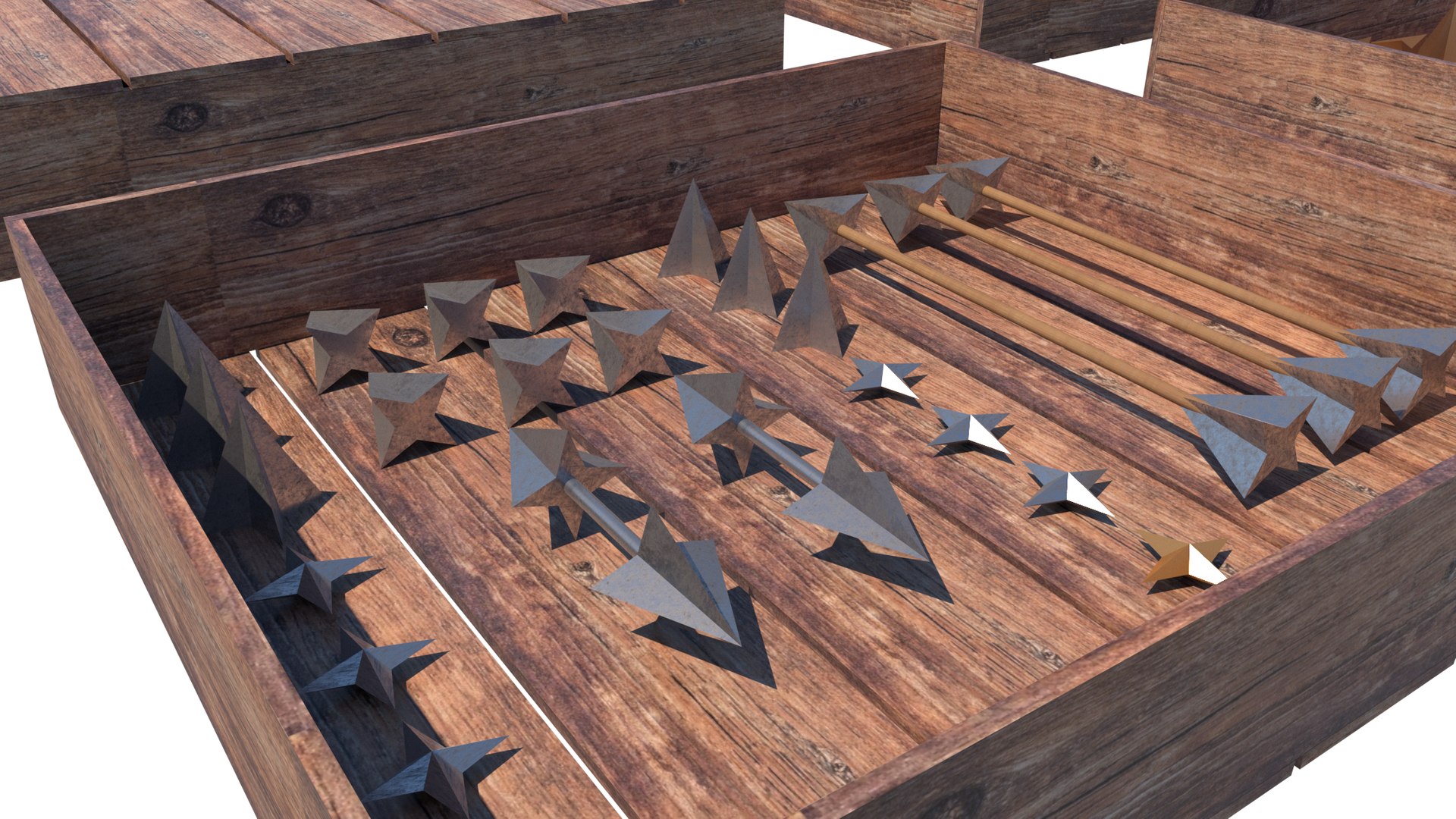 3D Spiked Wooden Treasure Chest - TurboSquid 2272827