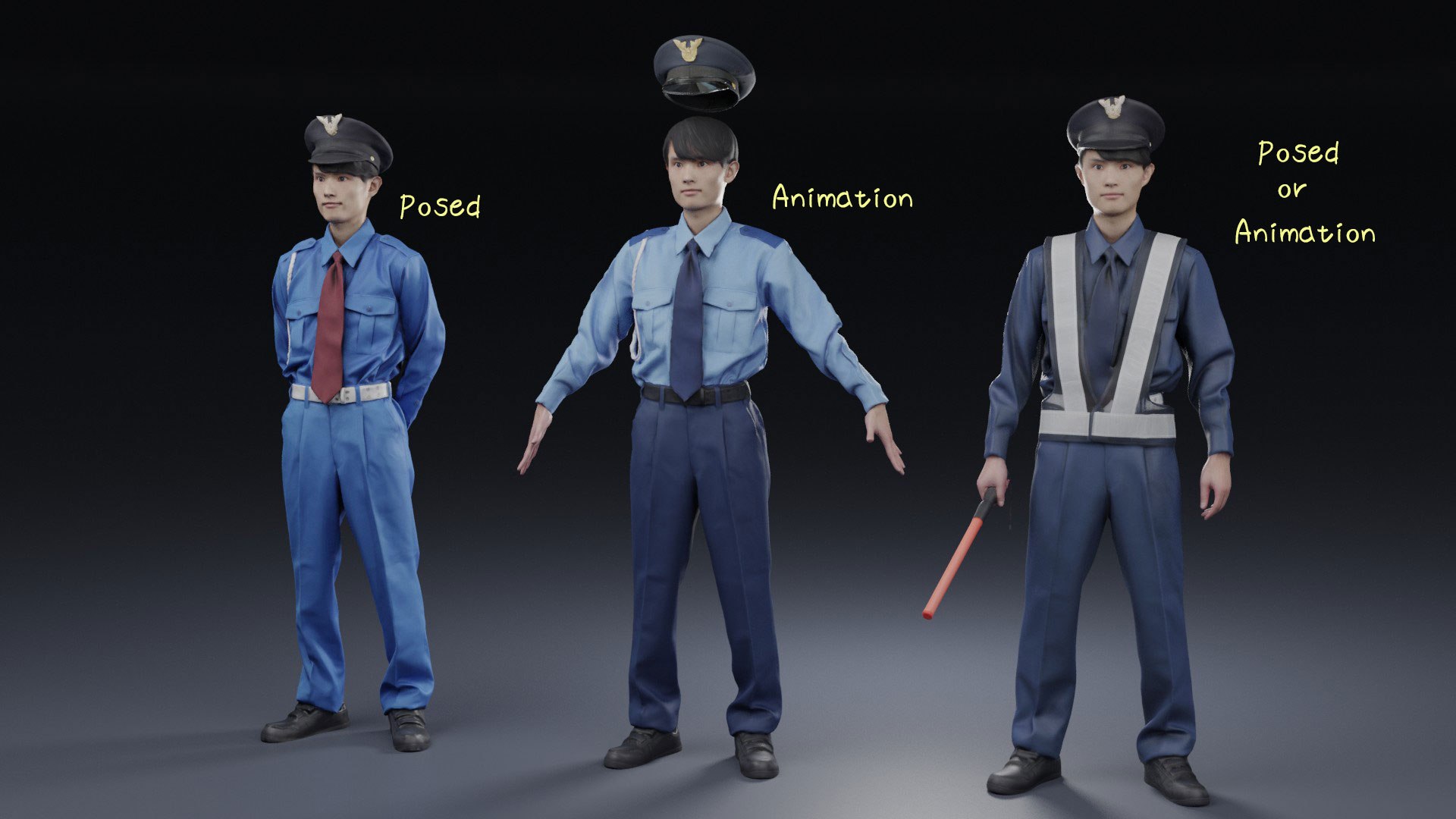 Posed 3D-Security Guard 157ToshiN10 3D - TurboSquid 1937679