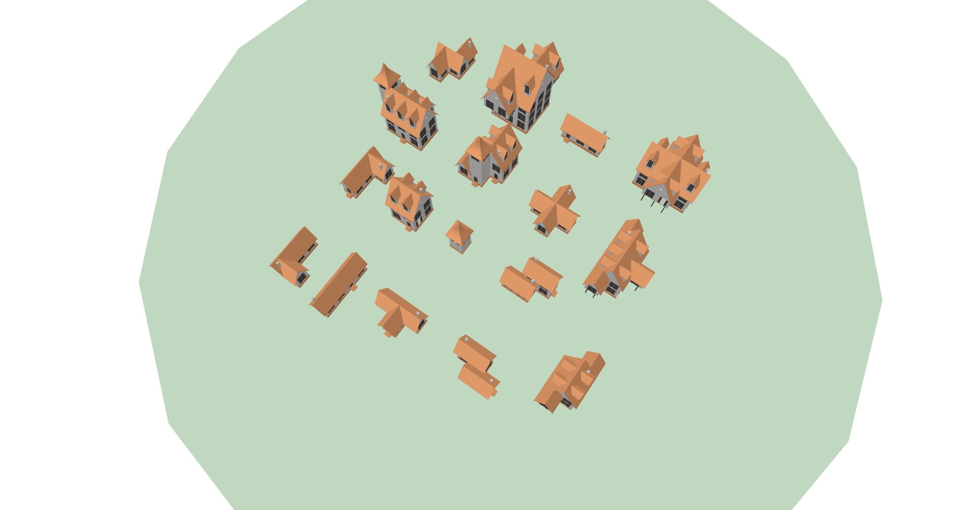 Low Poly Vintage House Set Exterior 3D Model - TurboSquid 2402673