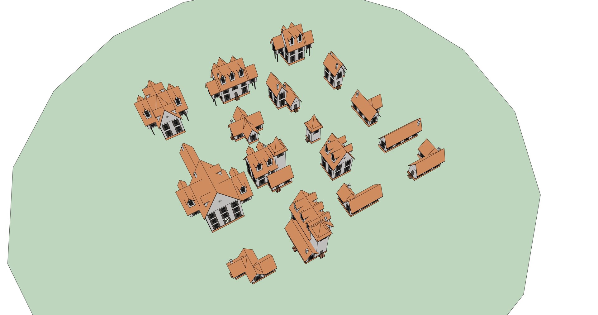 Low Poly Vintage House Set Exterior 3D Model - TurboSquid 2402673
