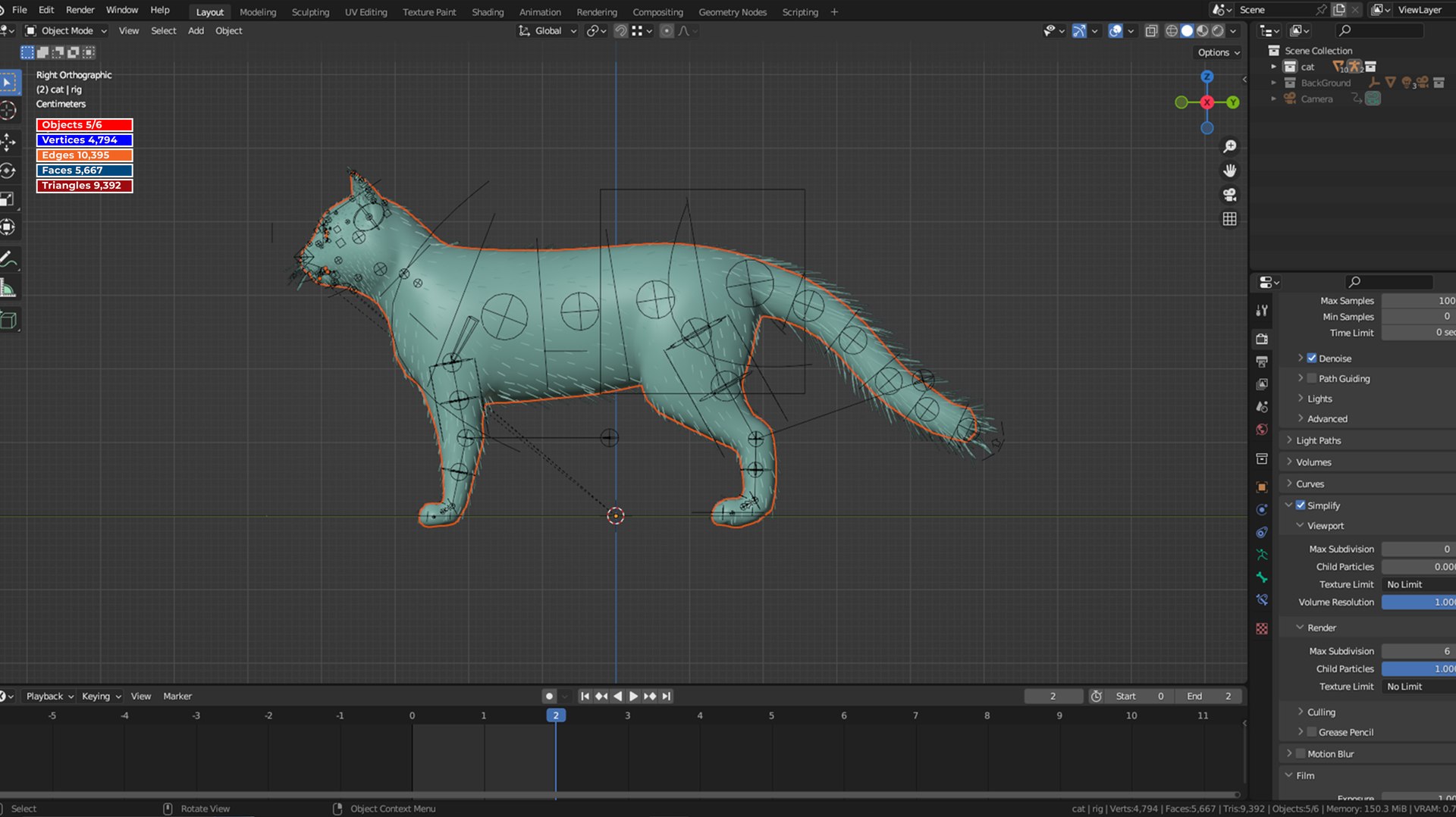 3D Cat 3D Realistic Character With Fur Rigged Model Blender Model ...