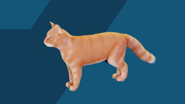 Personagem realista 3D de gato com liquidificador de modelo Fur Rigged ...