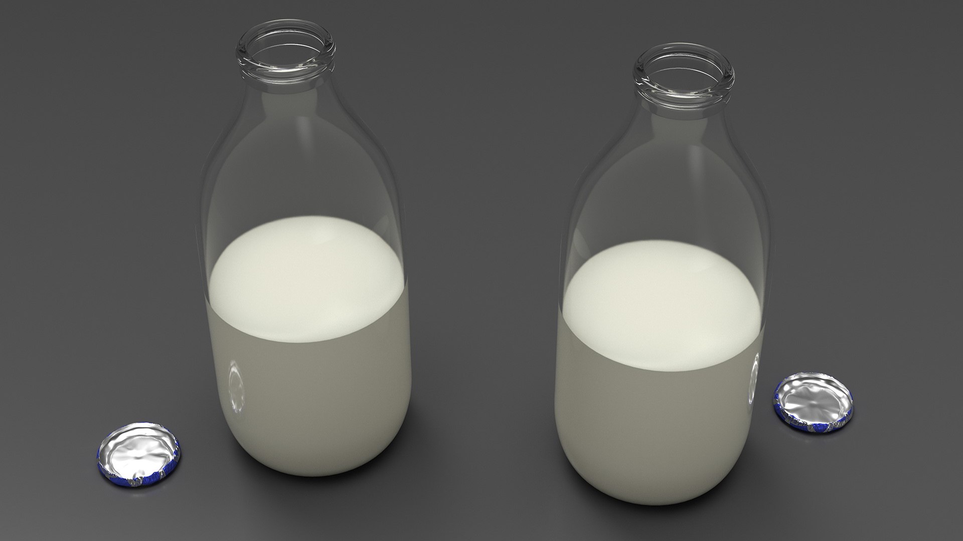3D Model Opened Bottle Of Skimmed Milk With Foil Cap - TurboSquid 2205383