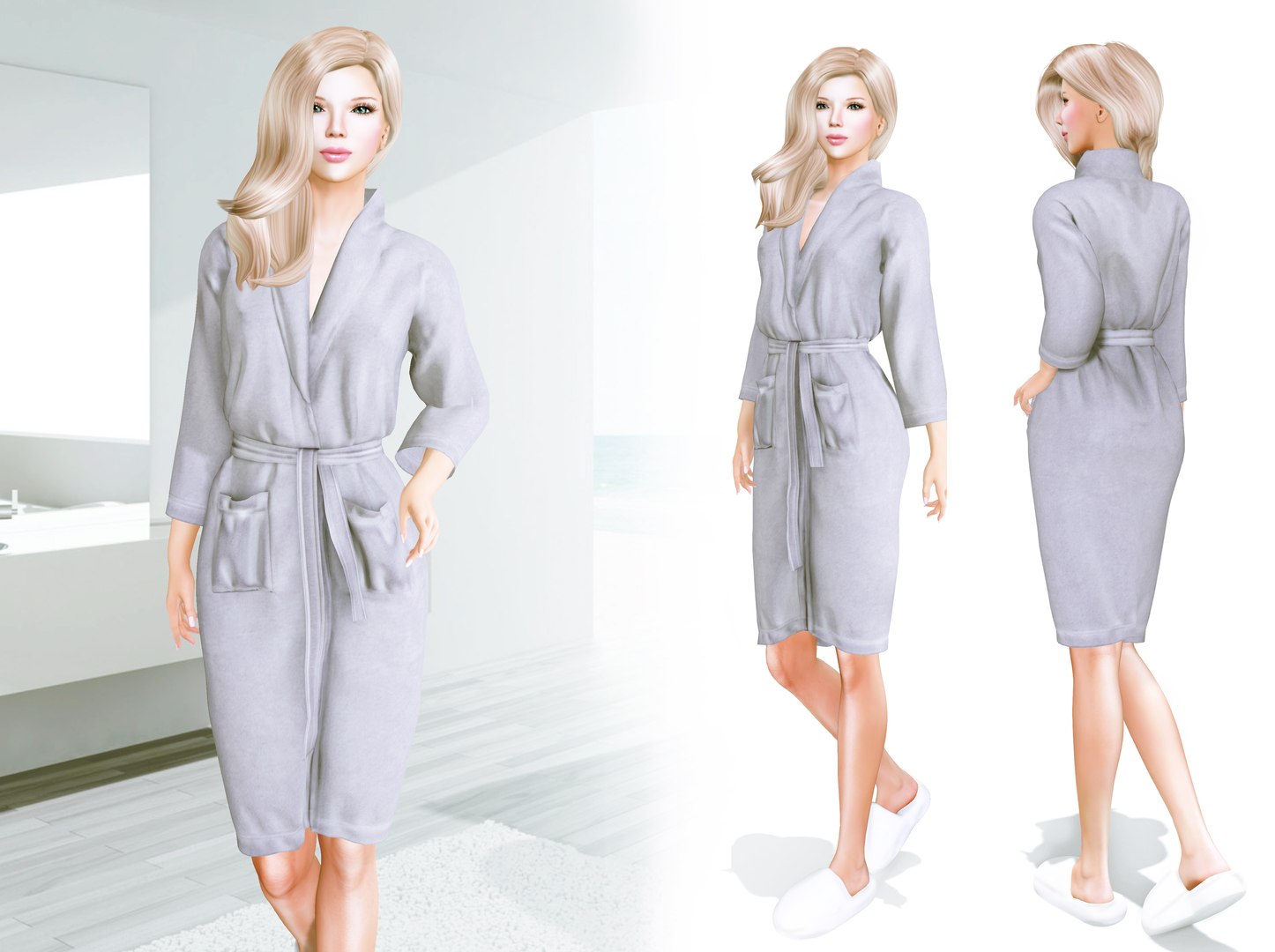 3D Long Bathrobe Model - TurboSquid 1748404