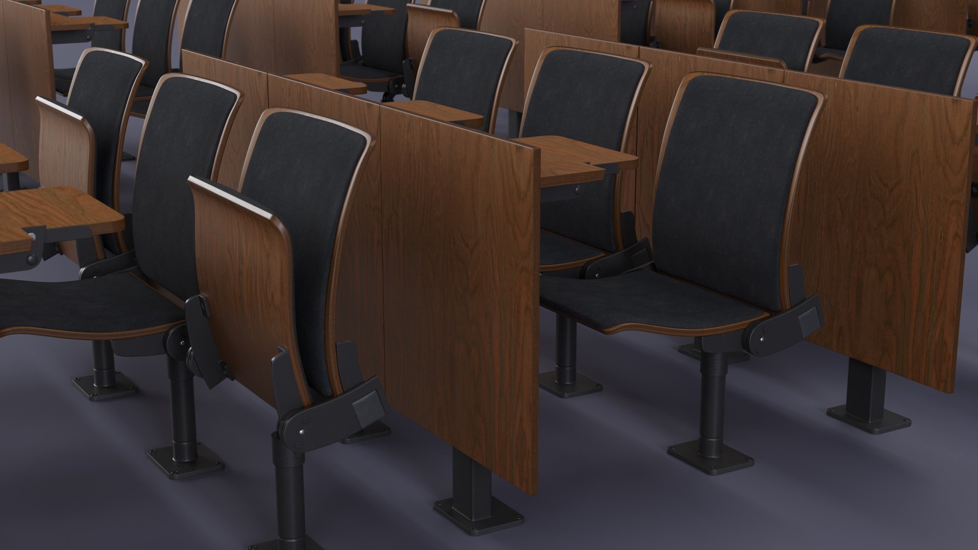 Auditorium Chairs And Tables Dark Wood Soft 3D - TurboSquid 1957874