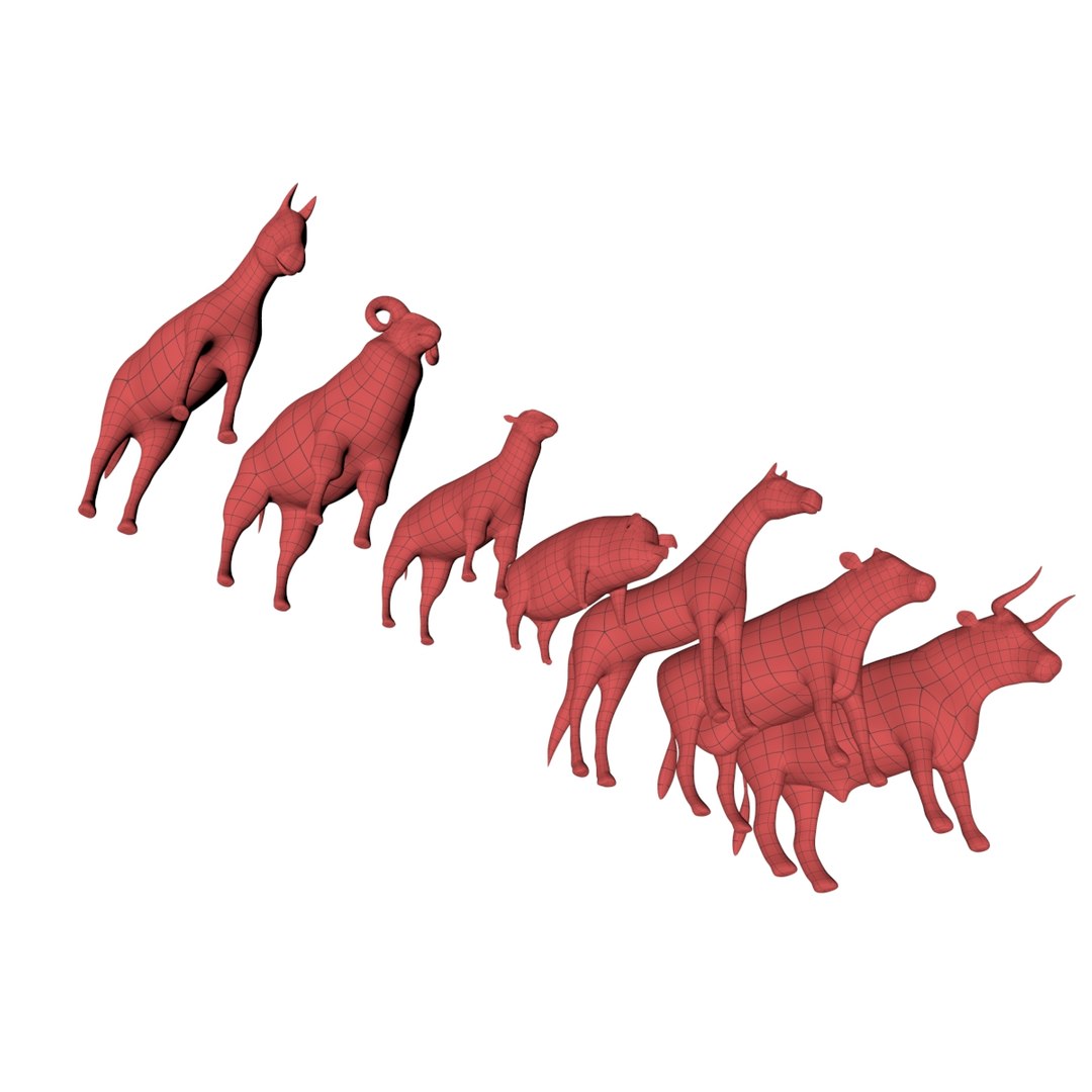 Domestic Animals Base Mesh 3d C4d