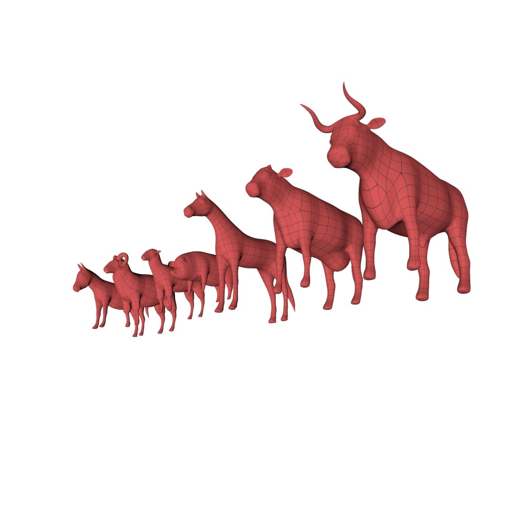 Domestic Animals Base Mesh 3d C4d