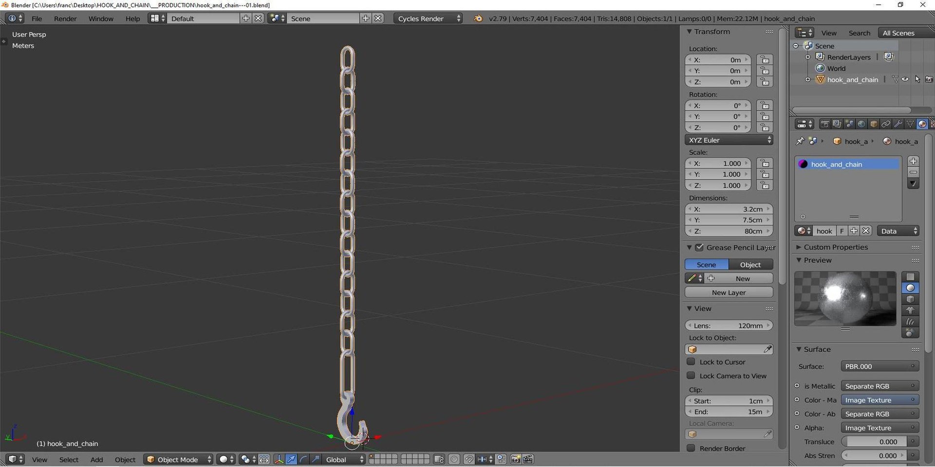 3d Hook Chain Model