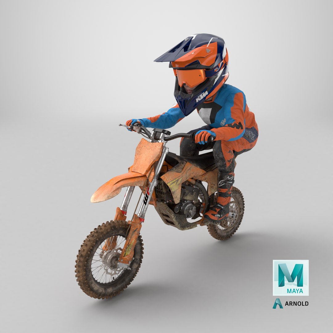 KTM Youth Mini Dirt Bike Rider Muddy Aggressive Position 3D Model - TurboSquid 2462967