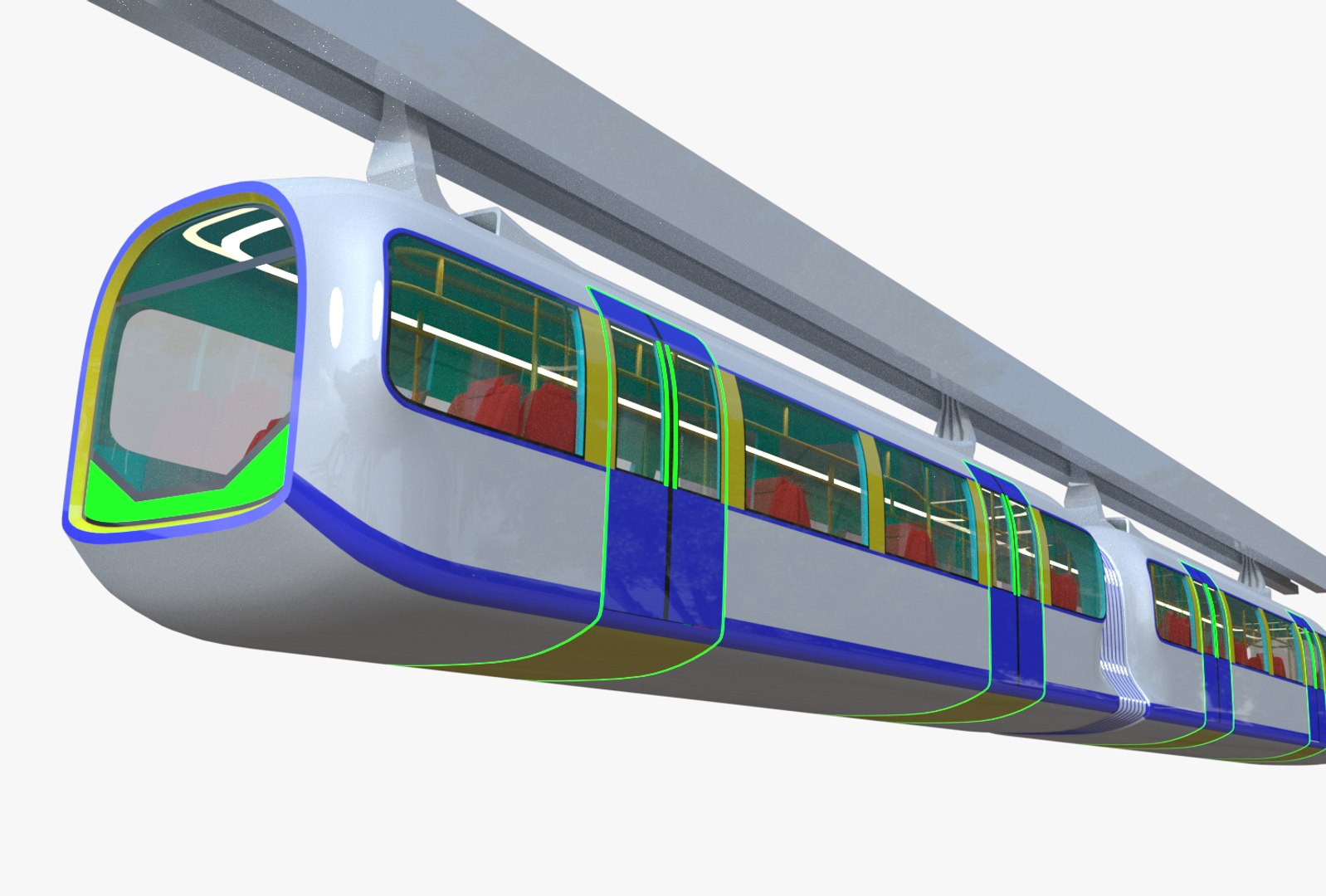 3D Monorail Train Model - TurboSquid 1322805