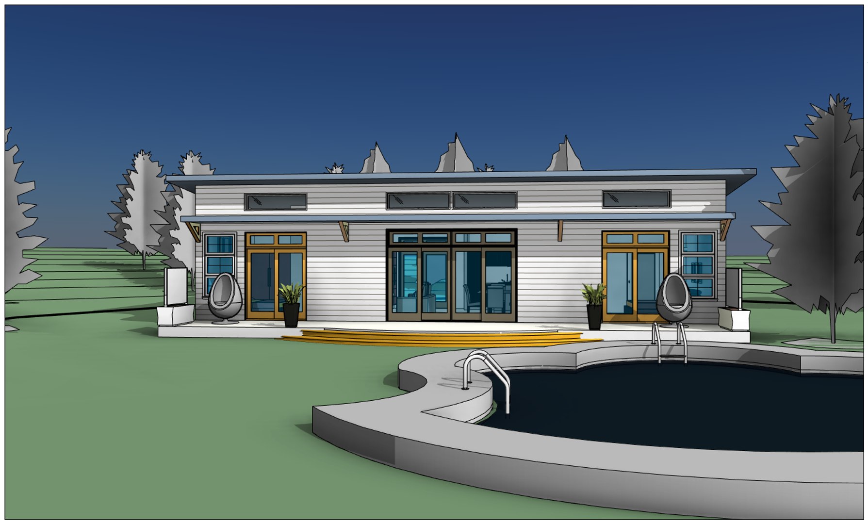 3D Simple Wood 3d And 2d House Plan - TurboSquid 2124799