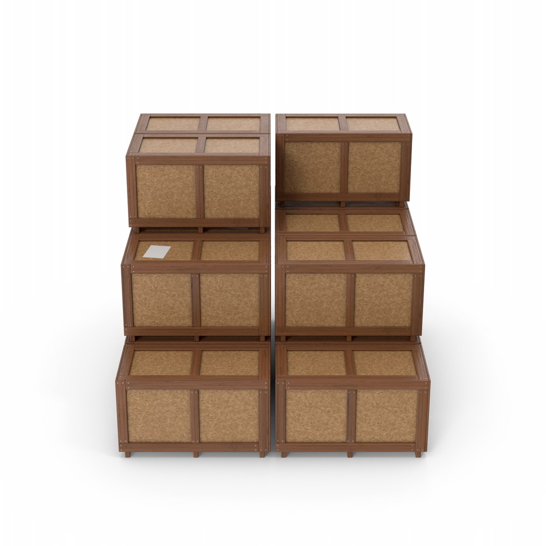 3D Stack Of Wooden Crate Boxes - TurboSquid 1994928