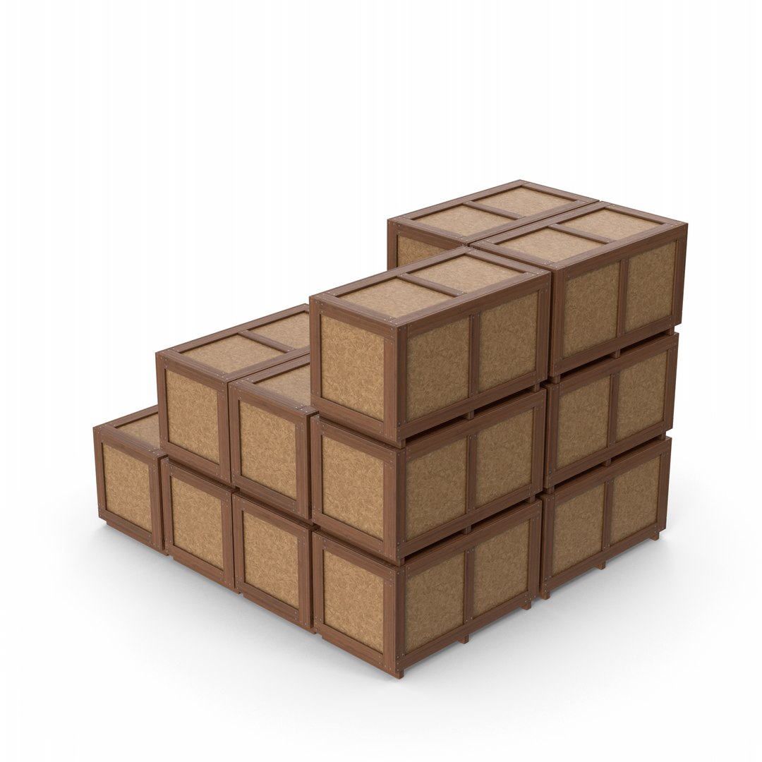 3D Stack Of Wooden Crate Boxes - TurboSquid 1994928