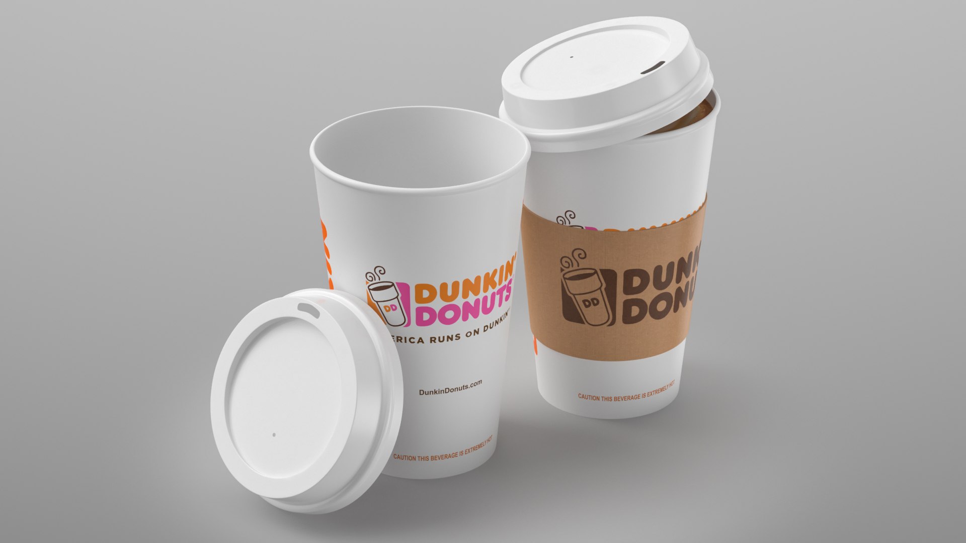 3D Model Dunkin Donuts Coffee Paper Cup - TurboSquid 1939889