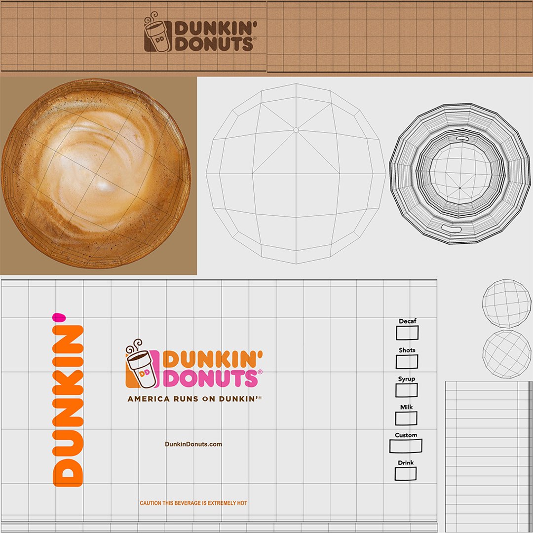 3D Model Dunkin Donuts Coffee Paper Cup - TurboSquid 1939889