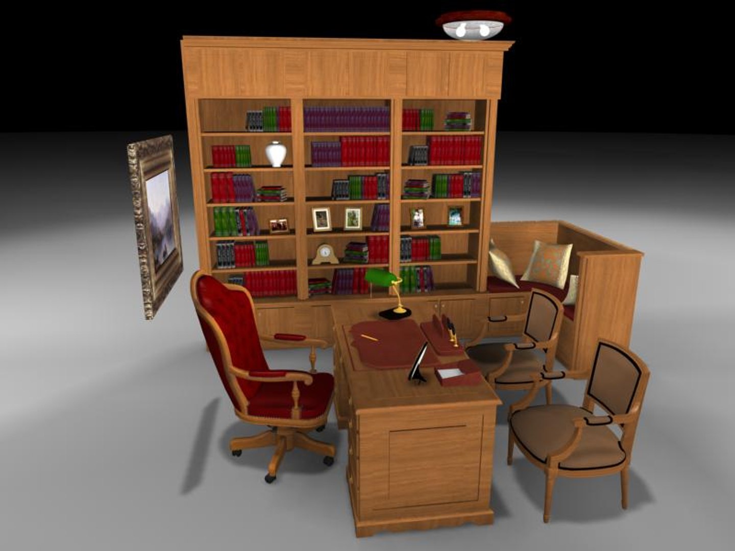 library desk chairs 3d max