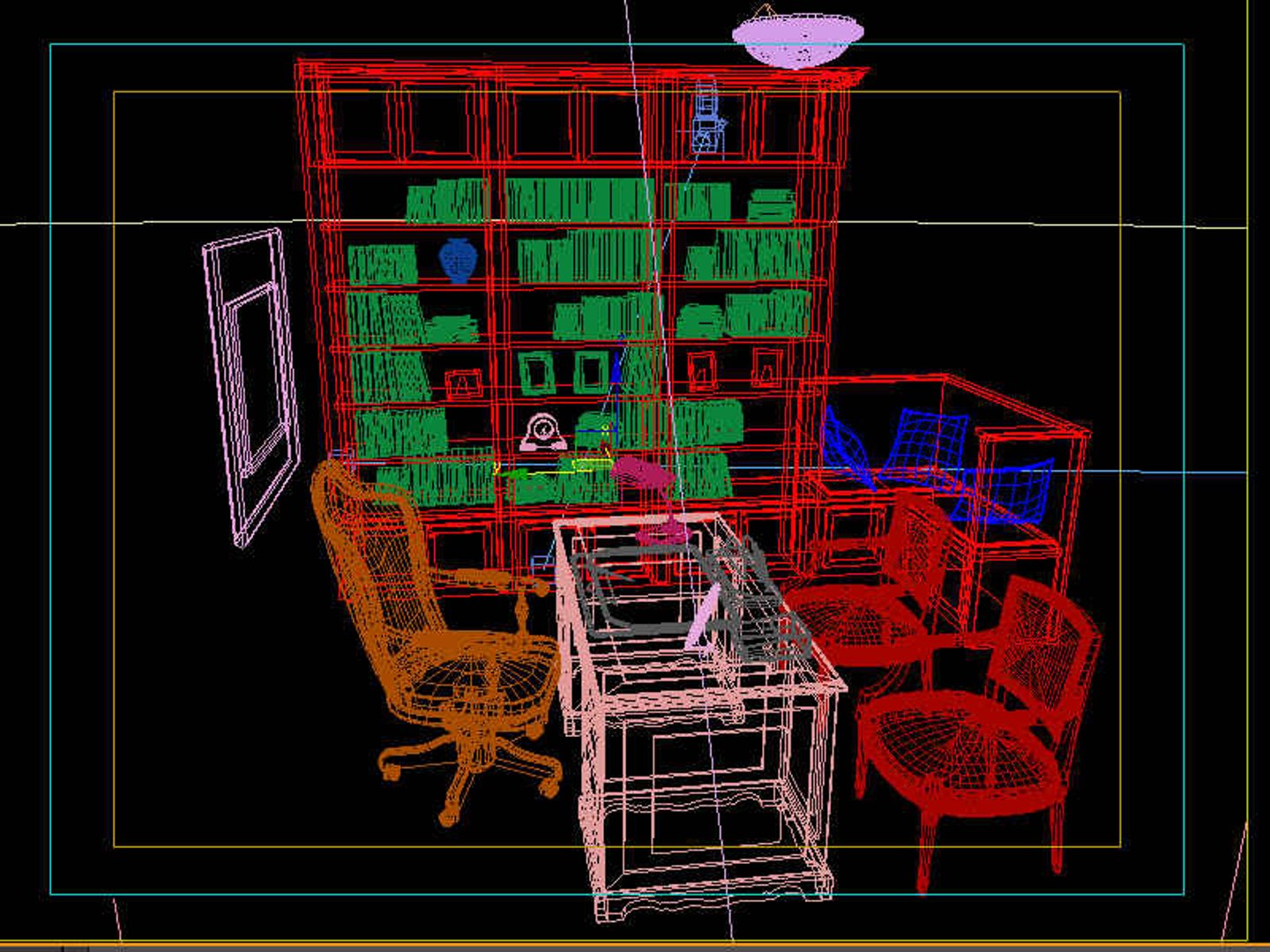 library desk chairs 3d max
