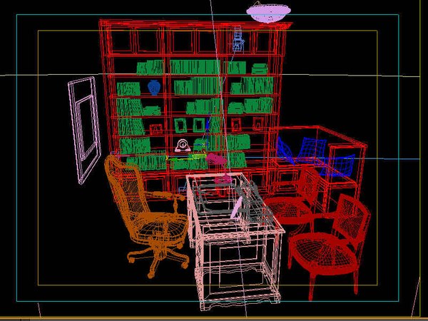 library desk chairs 3d max