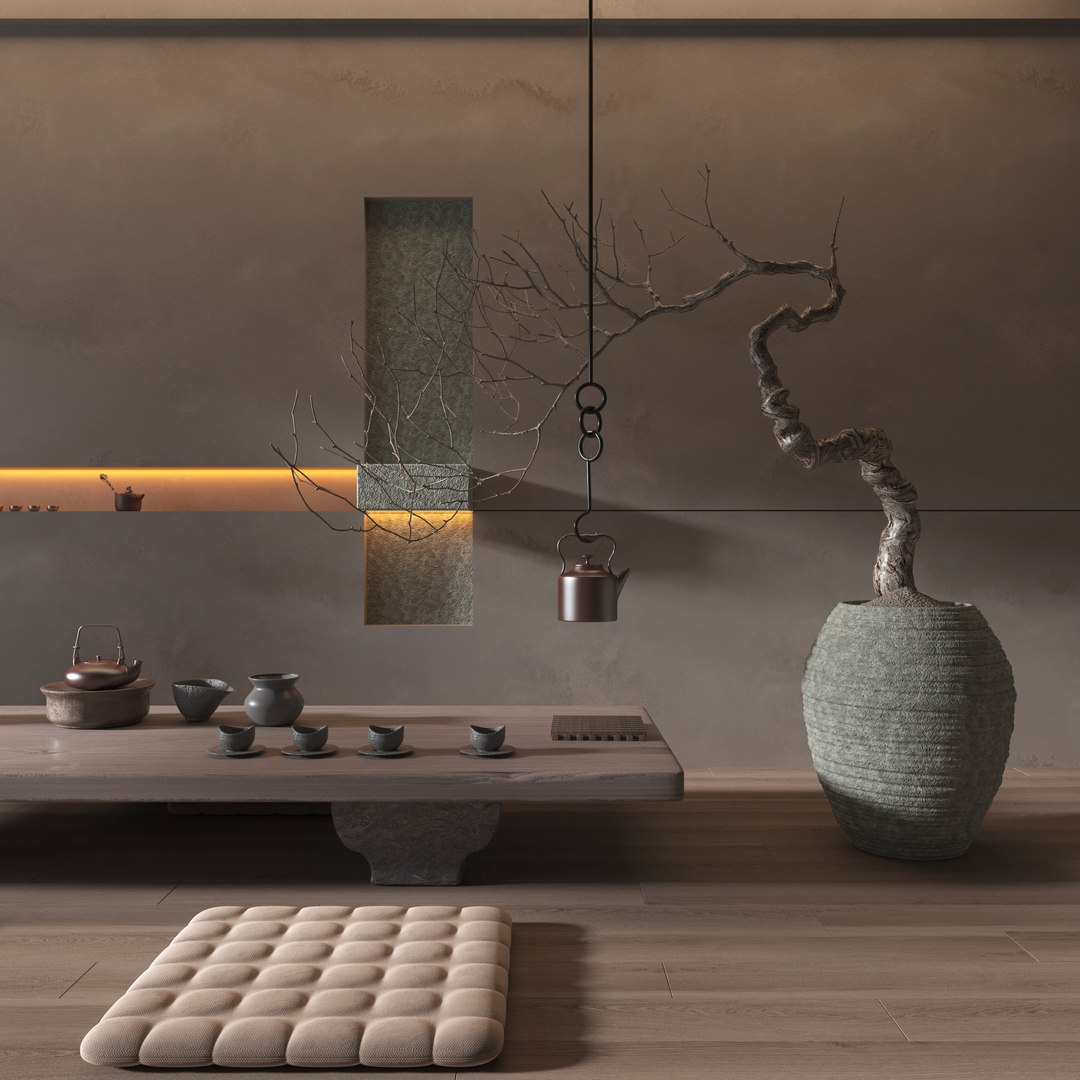 Chinese-style tea room 3D model Interior design style 3D model - TurboSquid 2167786