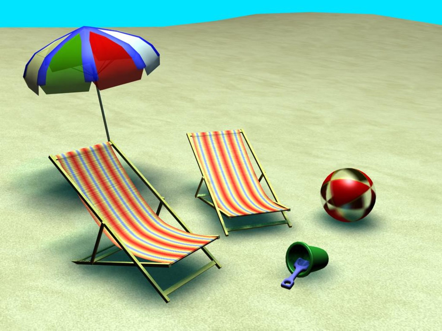 complete beach set 3d model