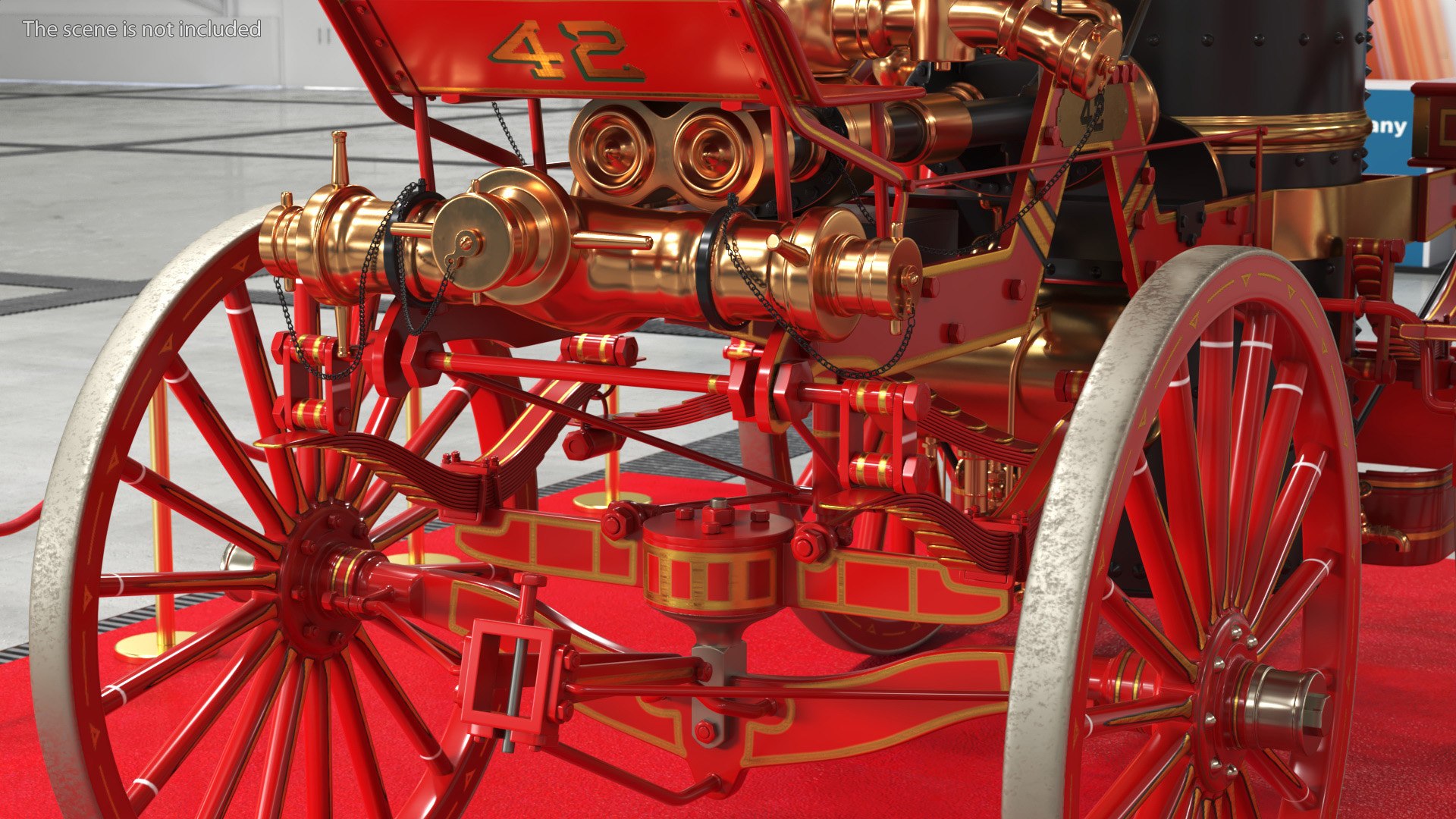 3D Model Retro Steam Fire Engine Exhibit - TurboSquid 2351900
