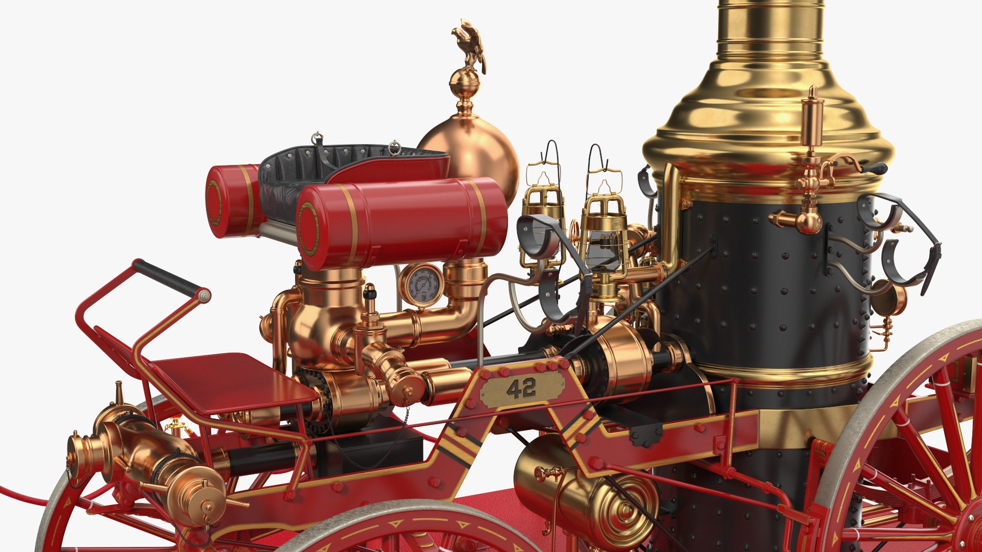 3D Model Retro Steam Fire Engine Exhibit - TurboSquid 2351900
