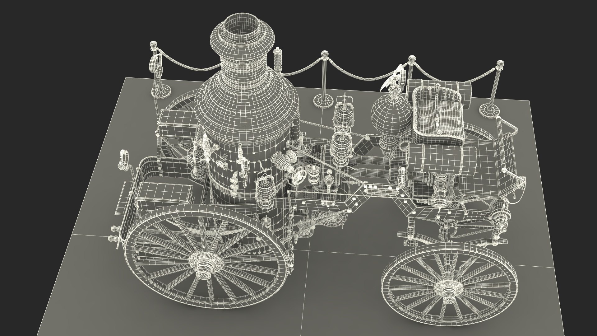 3D Model Retro Steam Fire Engine Exhibit - TurboSquid 2351900