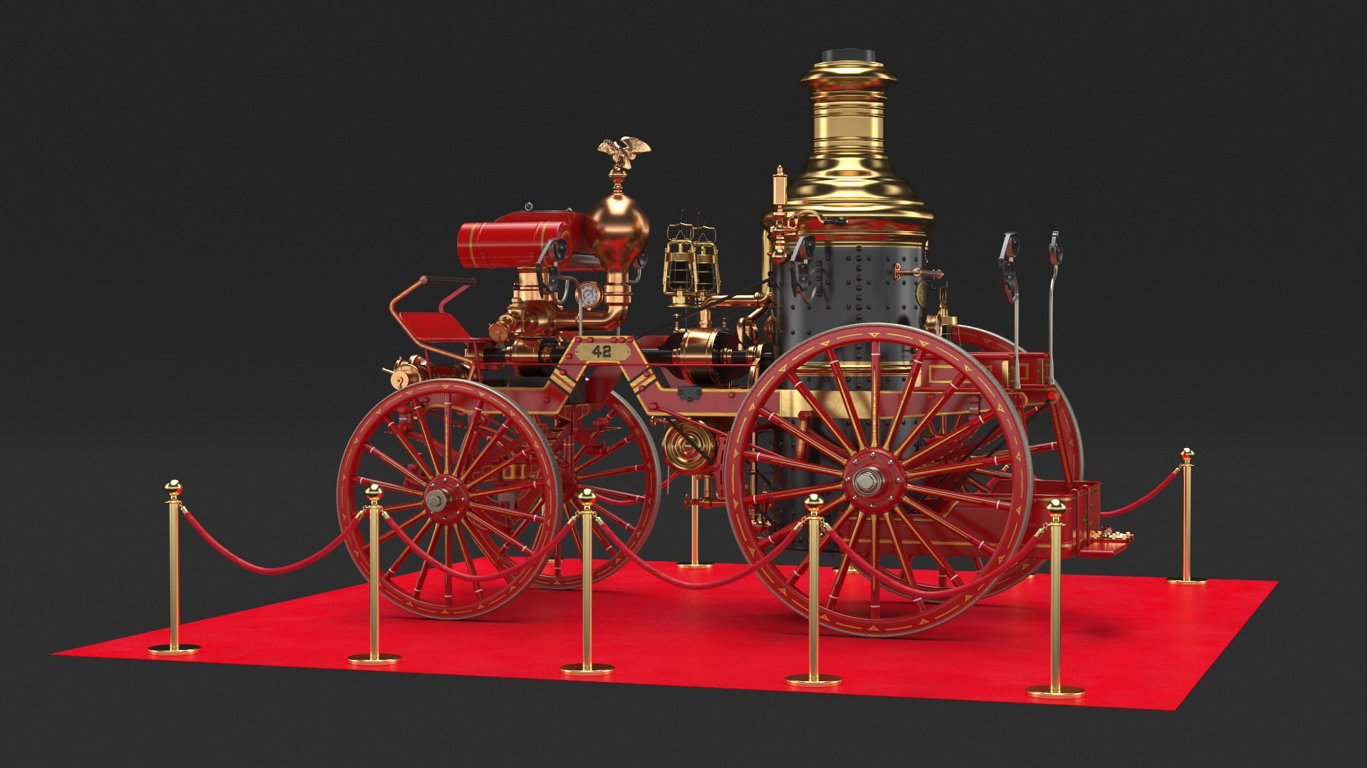 3D Model Retro Steam Fire Engine Exhibit - TurboSquid 2351900
