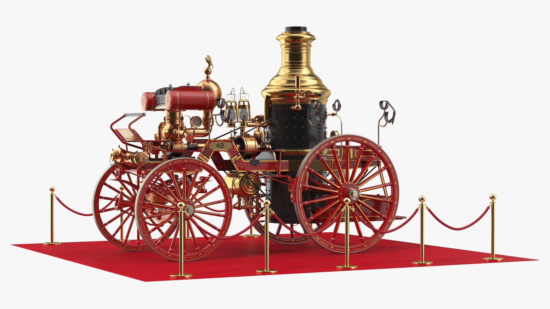 3D Model Retro Steam Fire Engine Exhibit - TurboSquid 2351900