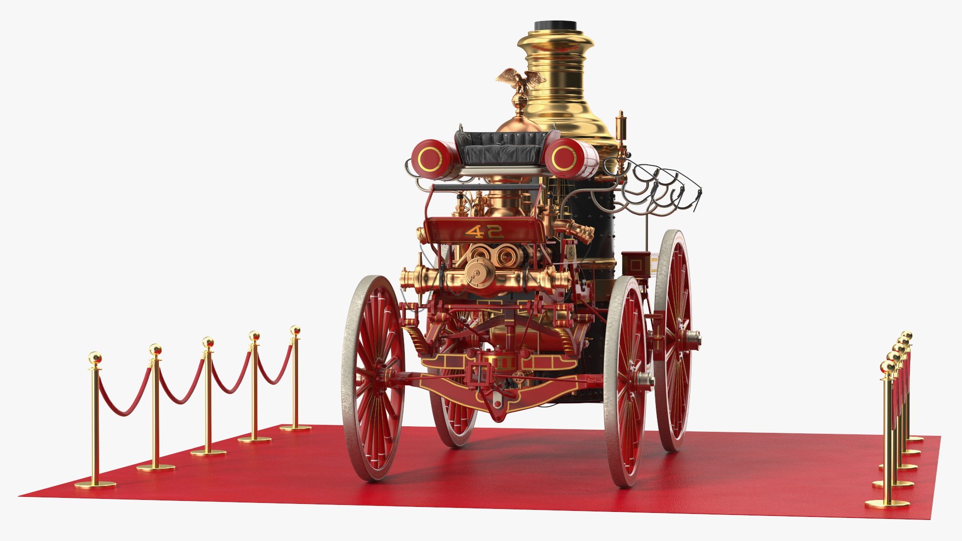3D Model Retro Steam Fire Engine Exhibit - TurboSquid 2351900