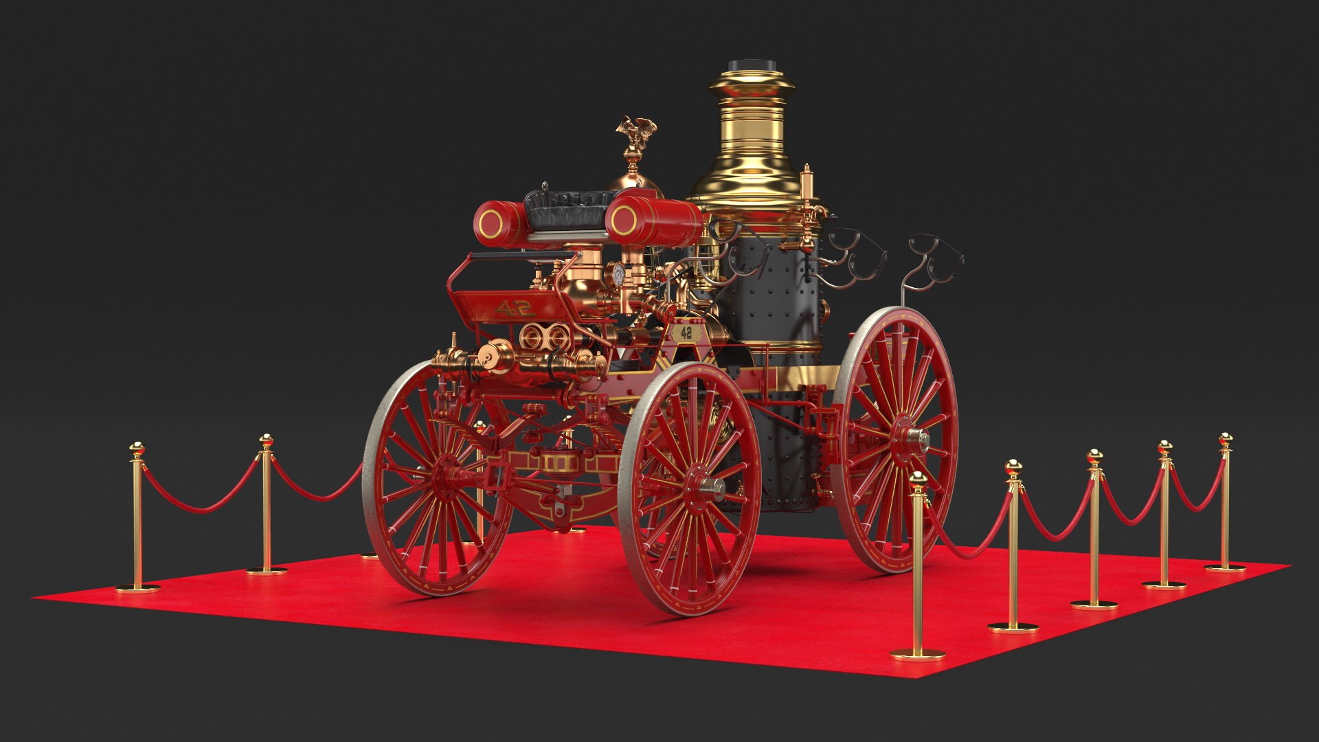 3D Model Retro Steam Fire Engine Exhibit - TurboSquid 2351900