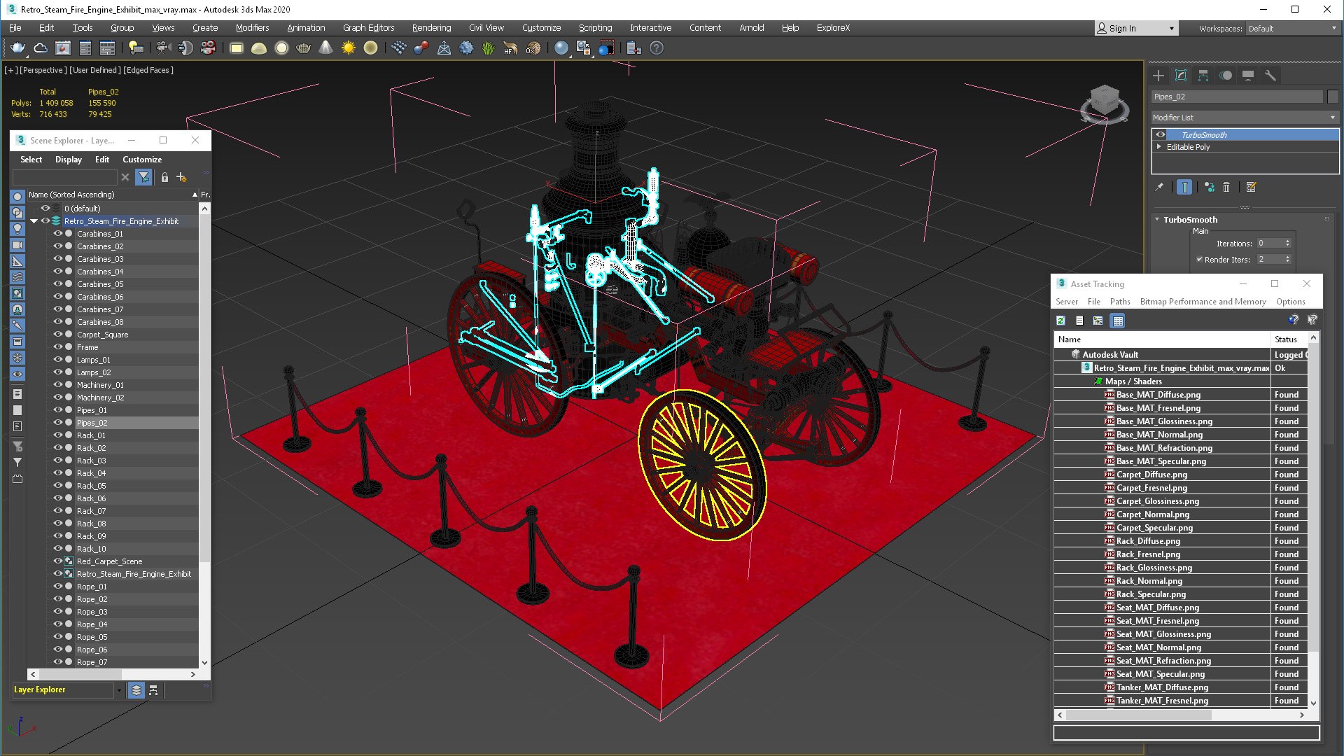3D Model Retro Steam Fire Engine Exhibit - TurboSquid 2351900
