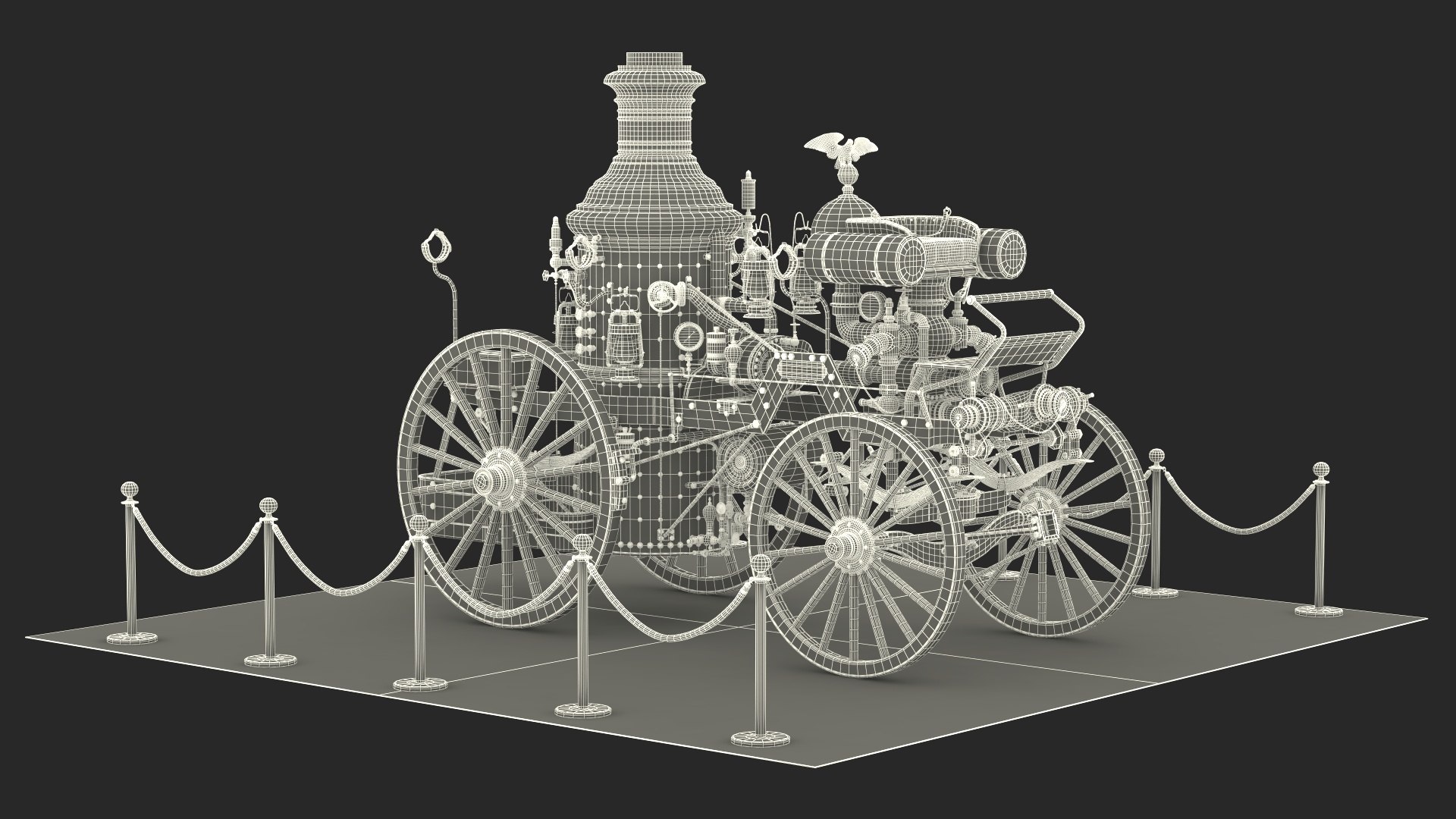 3D Model Retro Steam Fire Engine Exhibit - TurboSquid 2351900