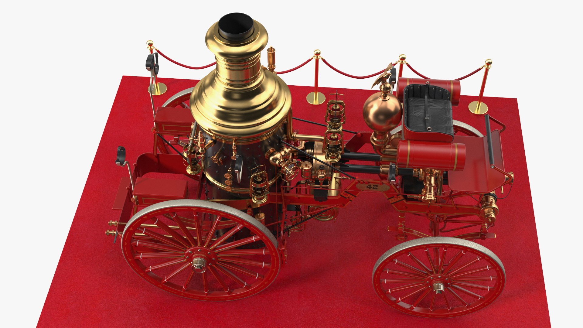 3D Model Retro Steam Fire Engine Exhibit - TurboSquid 2351900
