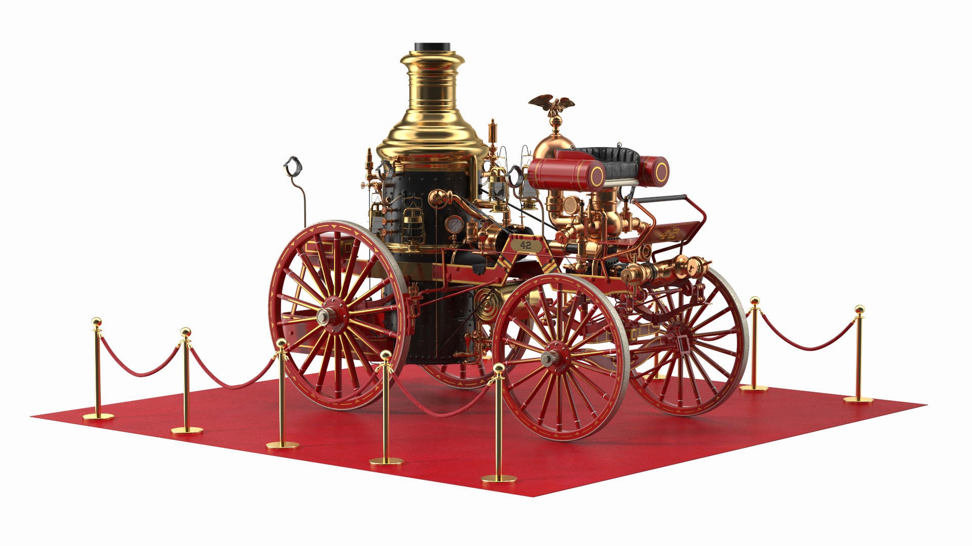 3D Model Retro Steam Fire Engine Exhibit - TurboSquid 2351900