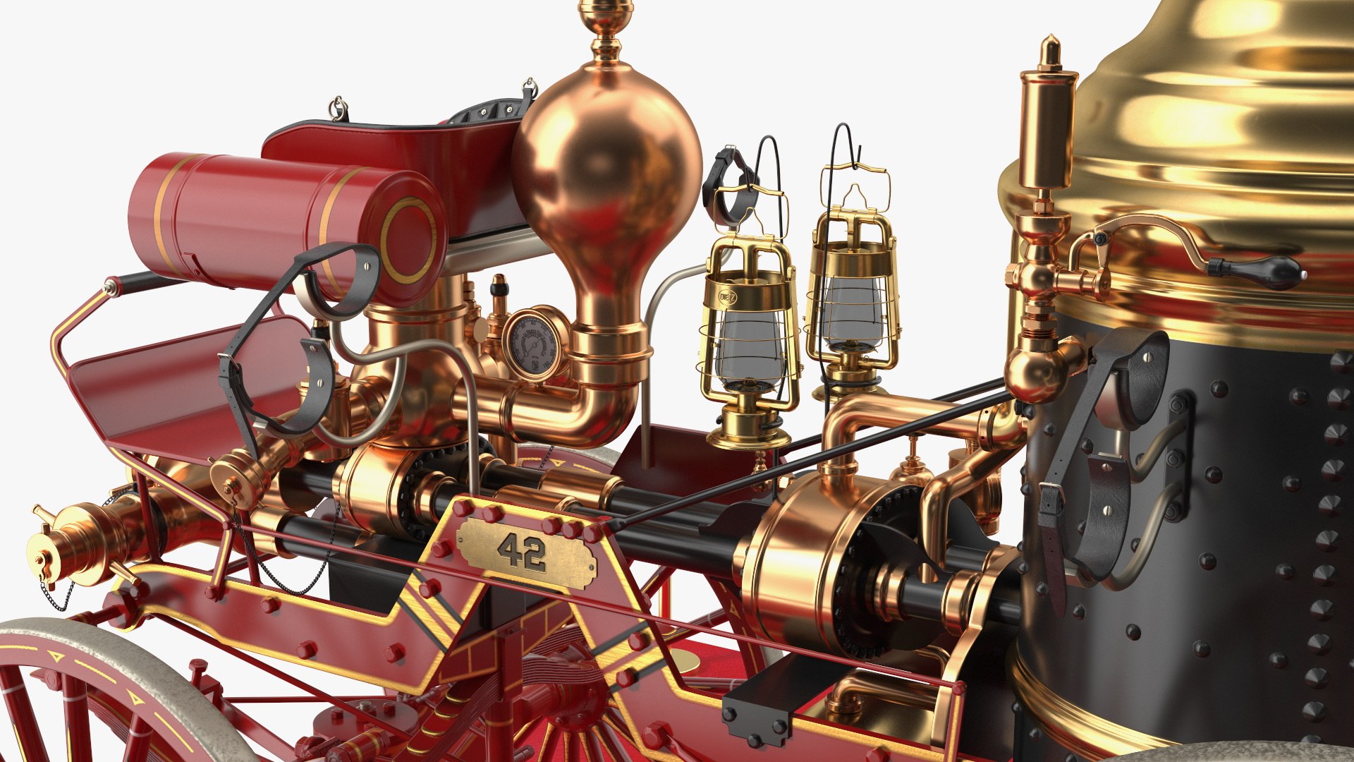 3D Model Retro Steam Fire Engine Exhibit - TurboSquid 2351900