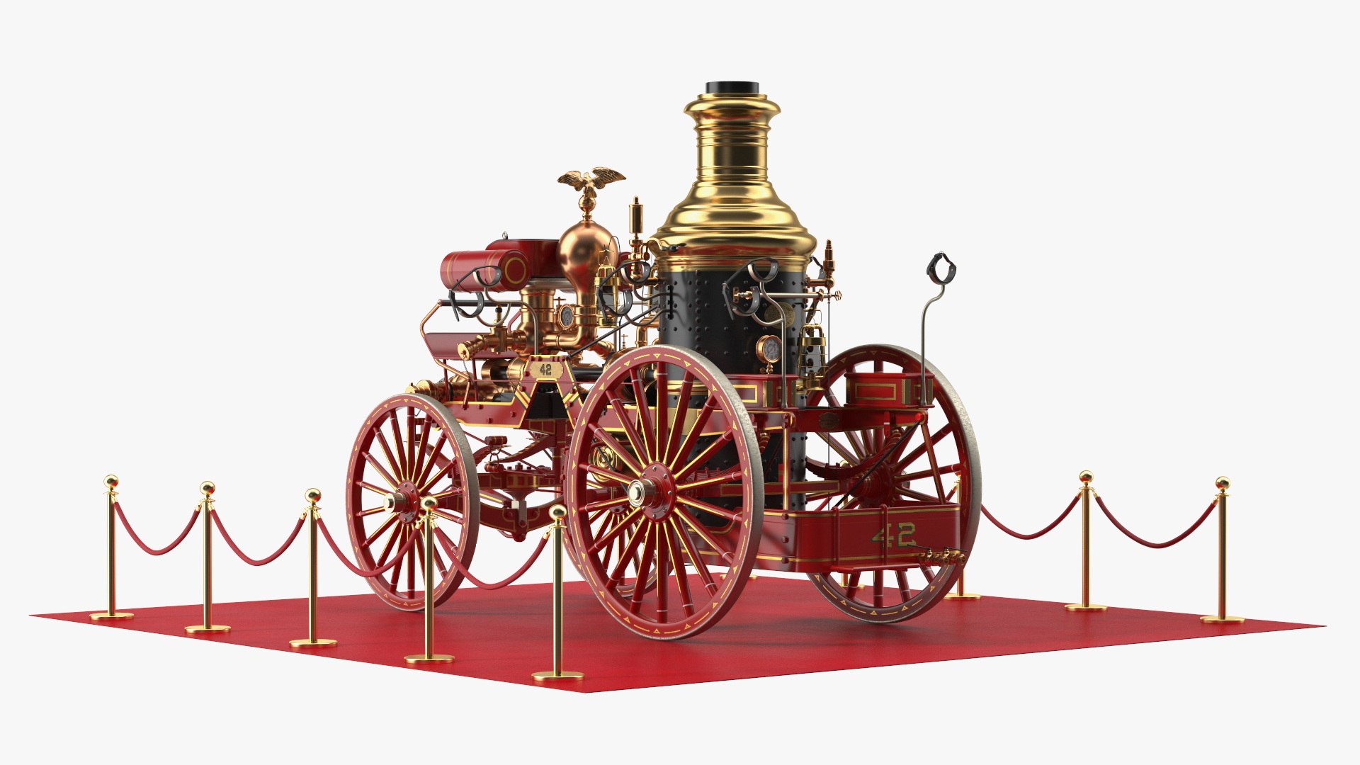 3D Model Retro Steam Fire Engine Exhibit - TurboSquid 2351900