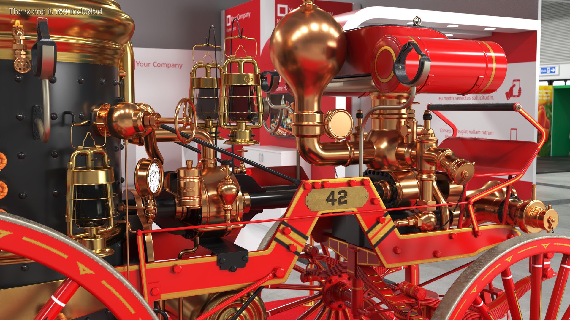 3D Model Retro Steam Fire Engine Exhibit - TurboSquid 2351900
