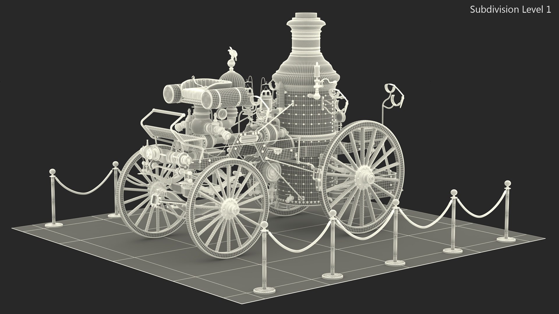 3D Model Retro Steam Fire Engine Exhibit - TurboSquid 2351900