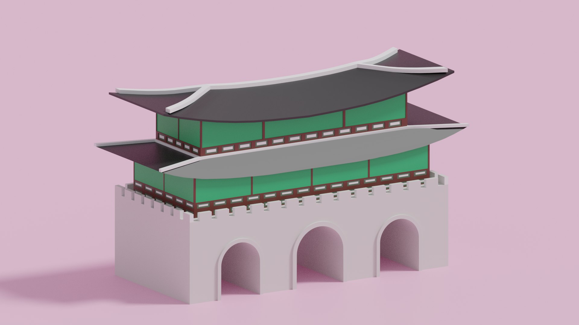 Cartoon Gwanghwamun Gate Seoul Korea 3D Model - TurboSquid 1786210