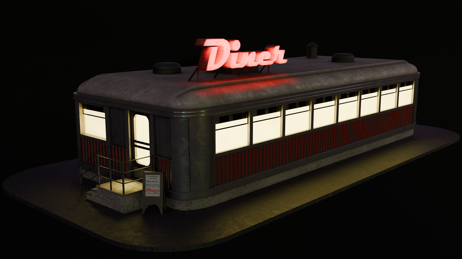 Diner 3D Model - TurboSquid 2387584
