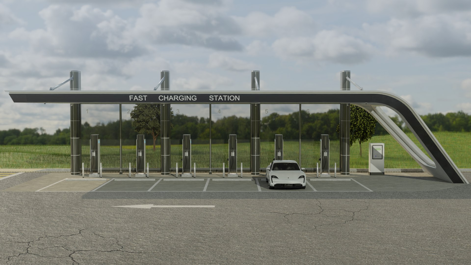 Electric Vehicle Charging Station 3D Model - TurboSquid 1873307
