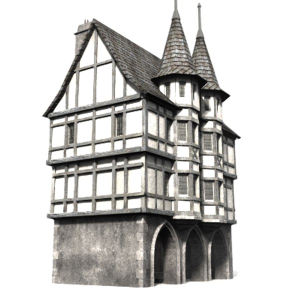 3d medieval townbuilding model