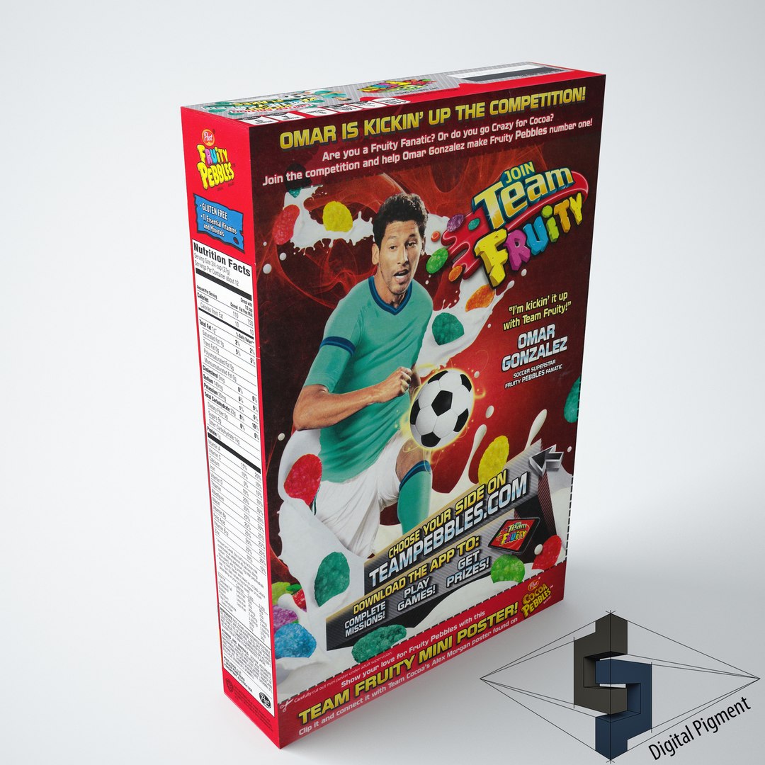 3ds Max Fruity Pebbles Cereal Box