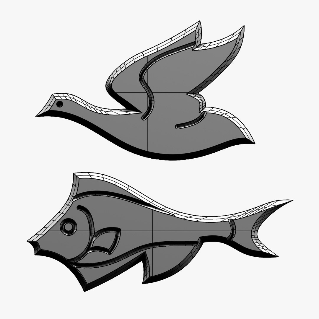 escher bird - fish 3d 3dm
