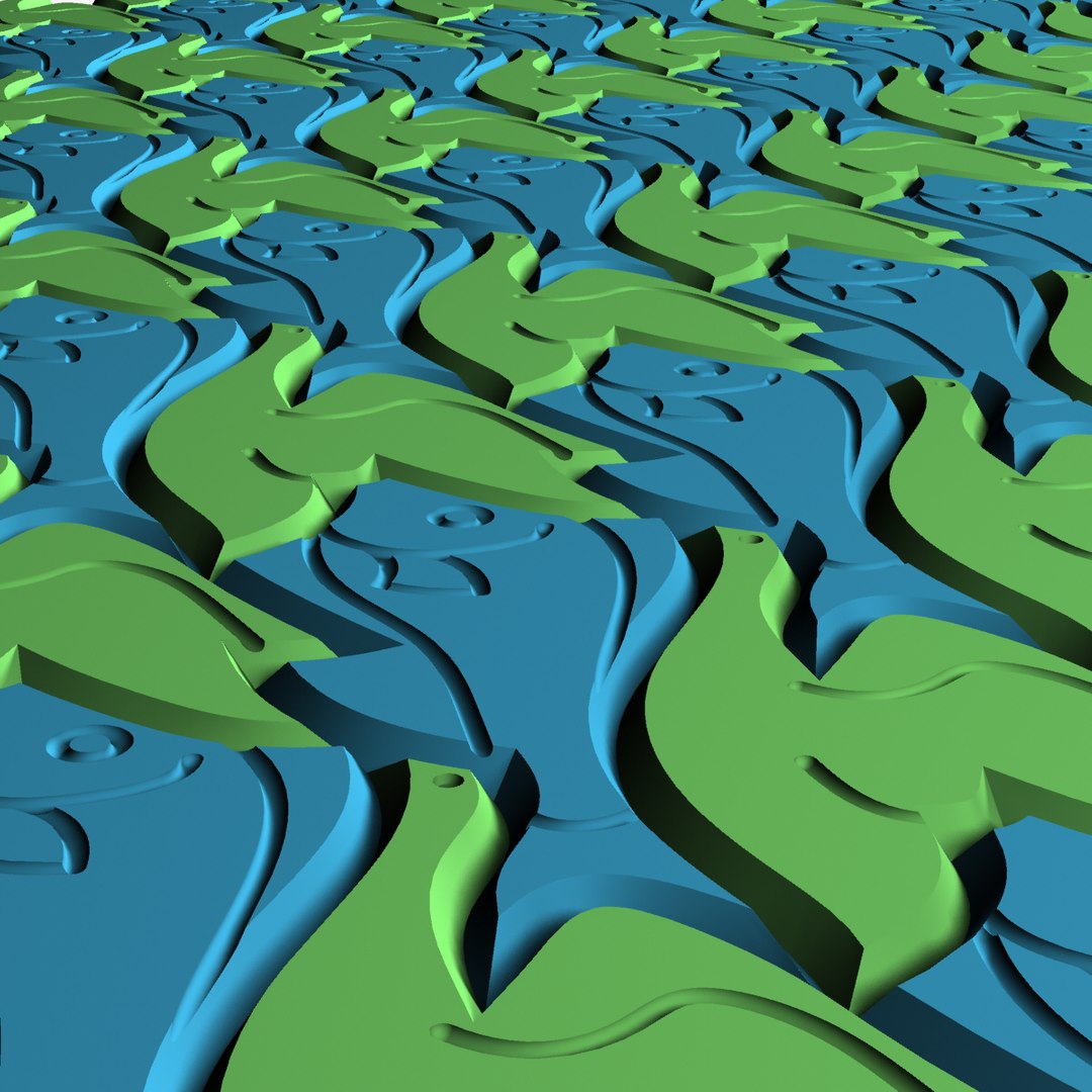 Escher Bird - Fish 3d 3dm