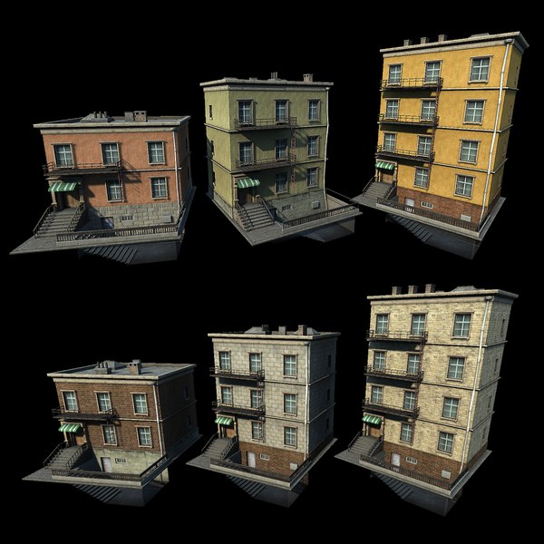 modelo 3d Edificio de la ciudad personalizable Low-poly Type04 ...
