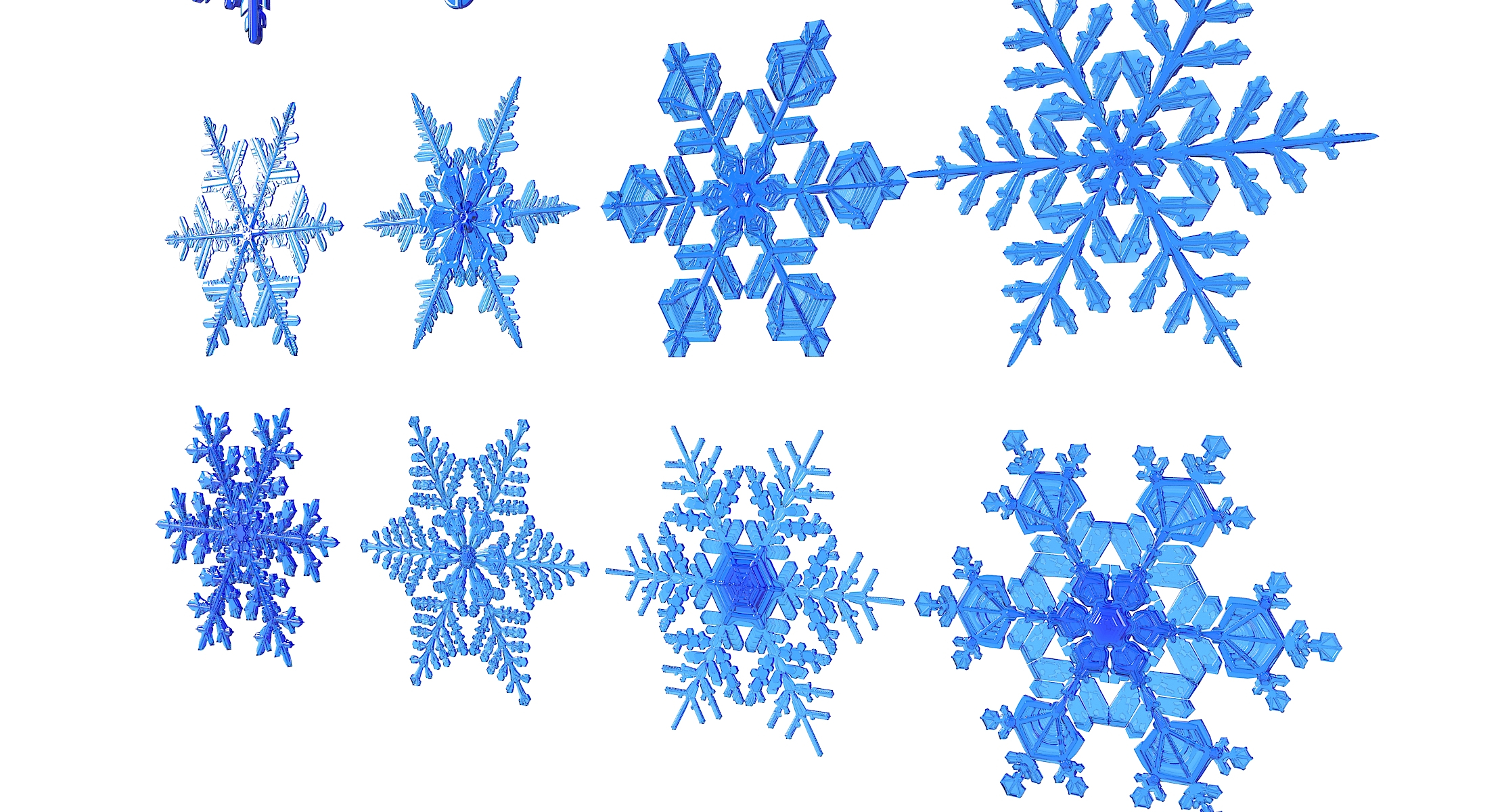 Realistic snowflakes set 3D - TurboSquid 1370280