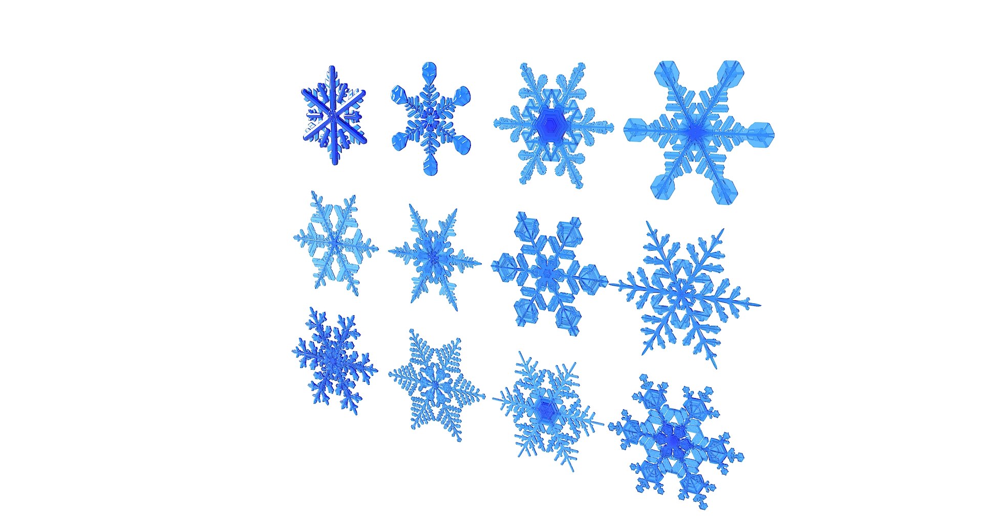 Realistic Snowflakes Set 3D - TurboSquid 1370280