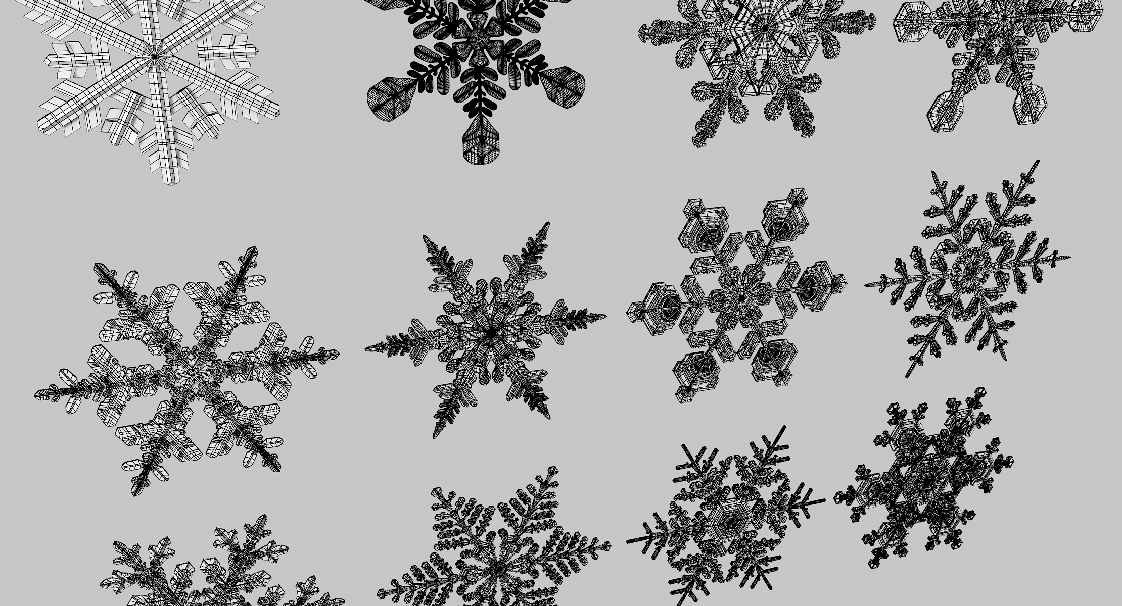 Realistic snowflakes set 3D - TurboSquid 1370280